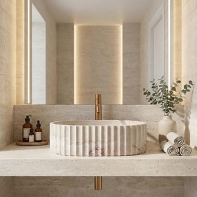 Rea Margaret Gio, umyvadlo na desku 495×355×155 mm, béžová – imitace kamene, REA-U3522
