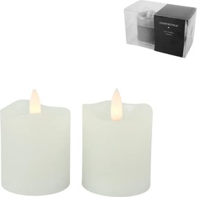 LED sloupová svíčka LYON 8 cm bílá, sada 2 ks
