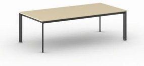 Kancelářský stůl PRIMO INVITATION, černá podnož, 2400 x 1200 mm, bříza
