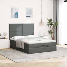 Osmanský rám postele s matrací tmavě šedá 140x200cm textil 3313079
