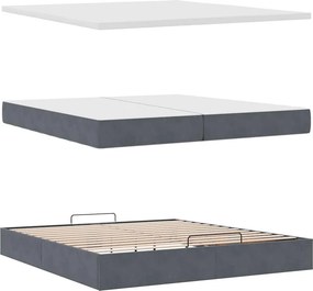 Osmanský rám postele s matrací tmavě šedý 200x200cm samet 3312573