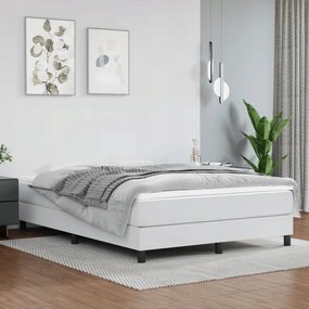 Box Spring Postel S Matrací Umělá Kůže Bílá 140 x 190 cm 25 cm