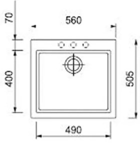 Sinks Cube 560 Granitový dřez bez odkapu, 56x50,5cm, sahara, TLCU56050050