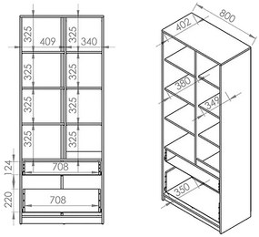 Casarredo Regál VILLOSA šedá/bílá/růžová