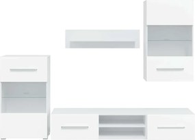 Pětidílná obývací stěna s LED osvětlením bílá 243863