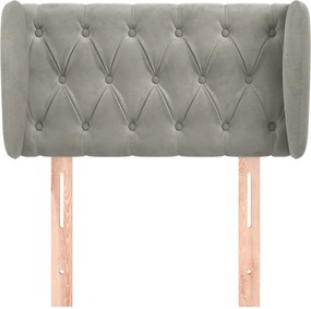 Čelo postele typu ušák světle šedé 83x23x78/88 cm samet 3117510