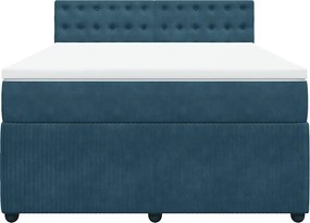 Box spring postel s matrací modrá 140 x 190 cm samet 3287750