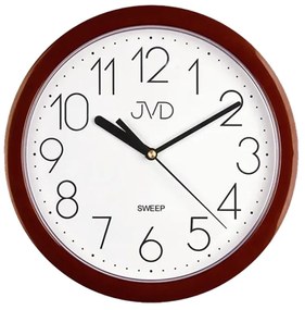 Hnědé plastové nástěnné netikající tiché hodiny JVD sweep HP612.16