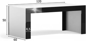 MILA wenge / bílá lesk, konferenční stolek