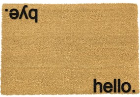 Černá rohožka z přírodního kokosového vlákna Artsy Doormats Hello, Bye, 40 x 60 cm