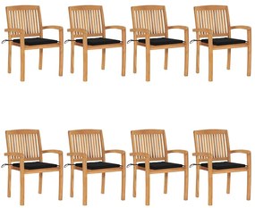 Stohovatelné zahradní židle s poduškami 8 ks masivní teak 3073247