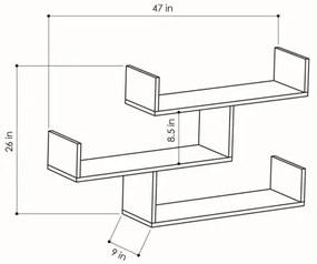 Nástěnná police TIBET 67x120 cm antracit