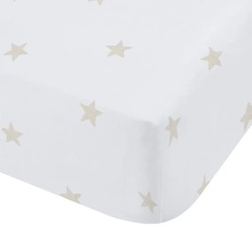 Bílé/béžové napínací bavlněné dětské prostěradlo do postýlky 70x140 cm Mini Star &amp; Stripes – Bianca