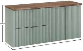 Závěsná skříňka pod umyvadlo Line Reed Green s deskou 120 cm zelená/dub casella