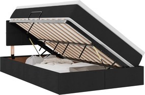 Postel s úložným prostorem a matrací Černá 120 x 200 cm Samet 3370502