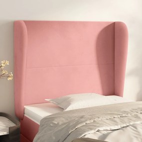 Čelo postele typu ušák růžové 83 x 23 x 118/128 cm samet 3117723