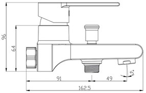 Mereo Dita vanová nástěnná baterie 150mm bez příslušenství mosaz chrom CBE90103D