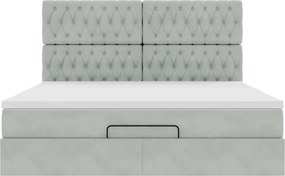 Osmanský rám postele s matracíes světle šedá 160x200cm samet 3313553