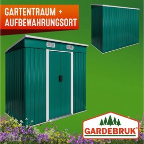 Zahradní domek na nářadí zelená 200x125x180cm 2m² úložný prostor pozinkované posuvné dveře 4 háky