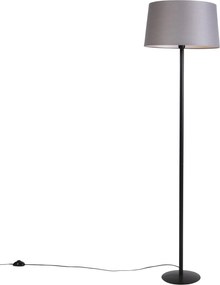 Stojací lampa černá s lněným stínítkem tmavě šedá 45 cm - Simplo