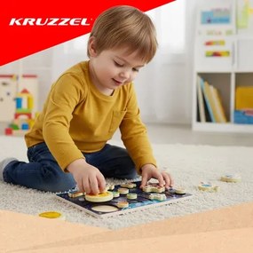 Dřevěné Montessori puzzle - vesmír