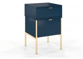 Noční stolek SKANDICA POLKA 38x59 cm, tmavě modrý a zlaté kovové nohy SKANDICA 5571