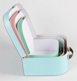 sass & belle Dětský kufřík Pastel Retro S (Zelená), růžová barva, modrá barva, zelená barva, papír