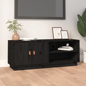 TV skříňka černá 105 x 34 x 40 cm masivní borové dřevo - Default Title