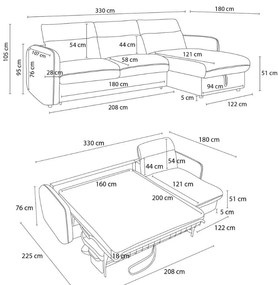 Černá rozkládací rohová pohovka (variabilní) Achille – Bobochic Paris