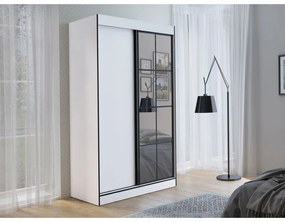 Šatní skříň s posuvnými dveřmi Birelto II 120 2D, Barva: bílá / bílá + černá