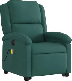 Elektrické zvedací masážní polohovací křeslo zelené textil 3204206