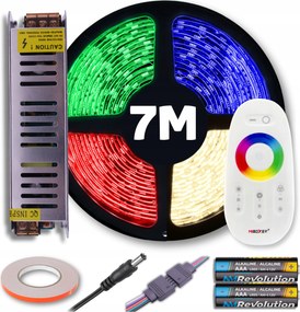 Set Led pásek Rgb barevný neutrální bílý s dálkovým ovládáním a napájecím zdrojem 7M