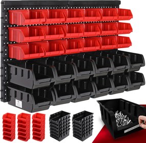 Stěna na nářadí černá/červená 32dílný s stohovatelné boxy