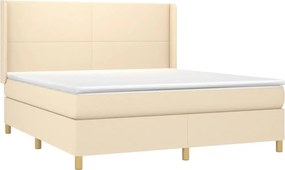 Box spring postel s matrací a LED krémová 180x200 cm textil 3138738