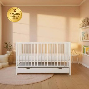 Dětská postýlka se šuplíkem New Baby BASIC bílá