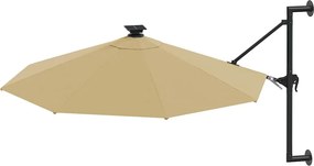 Nástěnný zahradní slunečník s LED 300 cm taupe 312525