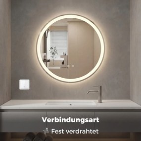 Costway 60 cm kulaté LED osvětlené zrcadlo koupelnové zrcadlo s nastavitelným