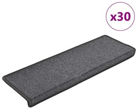 Schodové rohože 30 ks 65 x 21 x 4 cm tmavě šedé s obdélníkovým okrajem 3365766