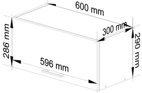 Závěsná kuchyňská skříňka OLIVIE 60x29 cm matná bílá/matná grafitově šedá