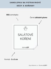 Samolepka na kořenky SALÁTOVÉ KOŘENÍ bílá 5 × 5 cm základní písmo