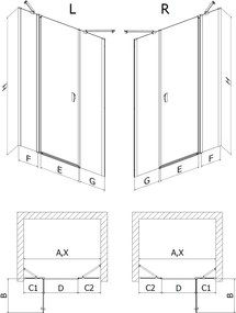 Mexen Mist sprchové dveře otočné pravé 145 cm, černý rám, černé - 8A4-145-001-70-70-P