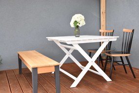 Vingo Dřevěný skládací zahradní stůl z akácie - bílý Rozměry (cm): 171 x 88