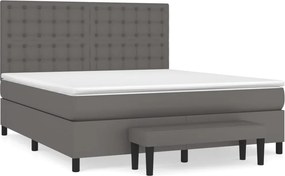 Box spring postel s matrací šedá 160x200 cm umělá kůže 3137675