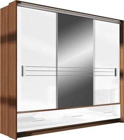 STO Šatní skříň AMSTERDAM 250 cm L, Švestka / Bílý lesk
