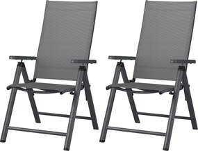 Livarno® Hliníkové polohovací křeslo Houston, antracitová, 2 kusy
