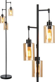 Costway Stojací lampa 164 cm s 3 závěsnými stínidly z jantarového skla a nožním