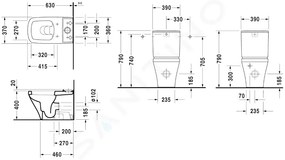 DURAVIT - DuraStyle WC kombi mísa, s WonderGliss, bílá (21550900001)