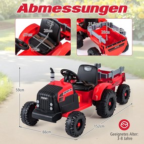 Costway 24 V dětský elektrický traktor s přívěsem elektrické vozidlo