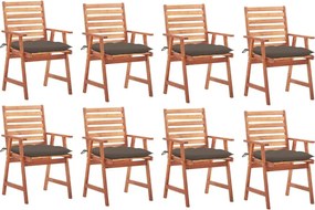 vidaXL Zahradní jídelní židle 8 ks s poduškami masivní akáciové dřevo [3078390] Barva: vínová červená