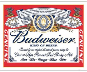 Plechová cedule Budweiser Label 32 cm x 40 cm